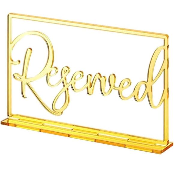 Dining | Stylish Gold Acrylic Wedding Reserved Table Sign Safe | Poshmark